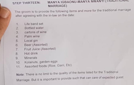 Nigerian lady laments as she shares bride price list her brother-in-law ...