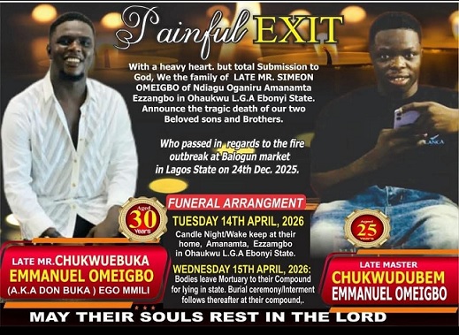 Family announces burial plans for brothers who died in Lagos fire ...